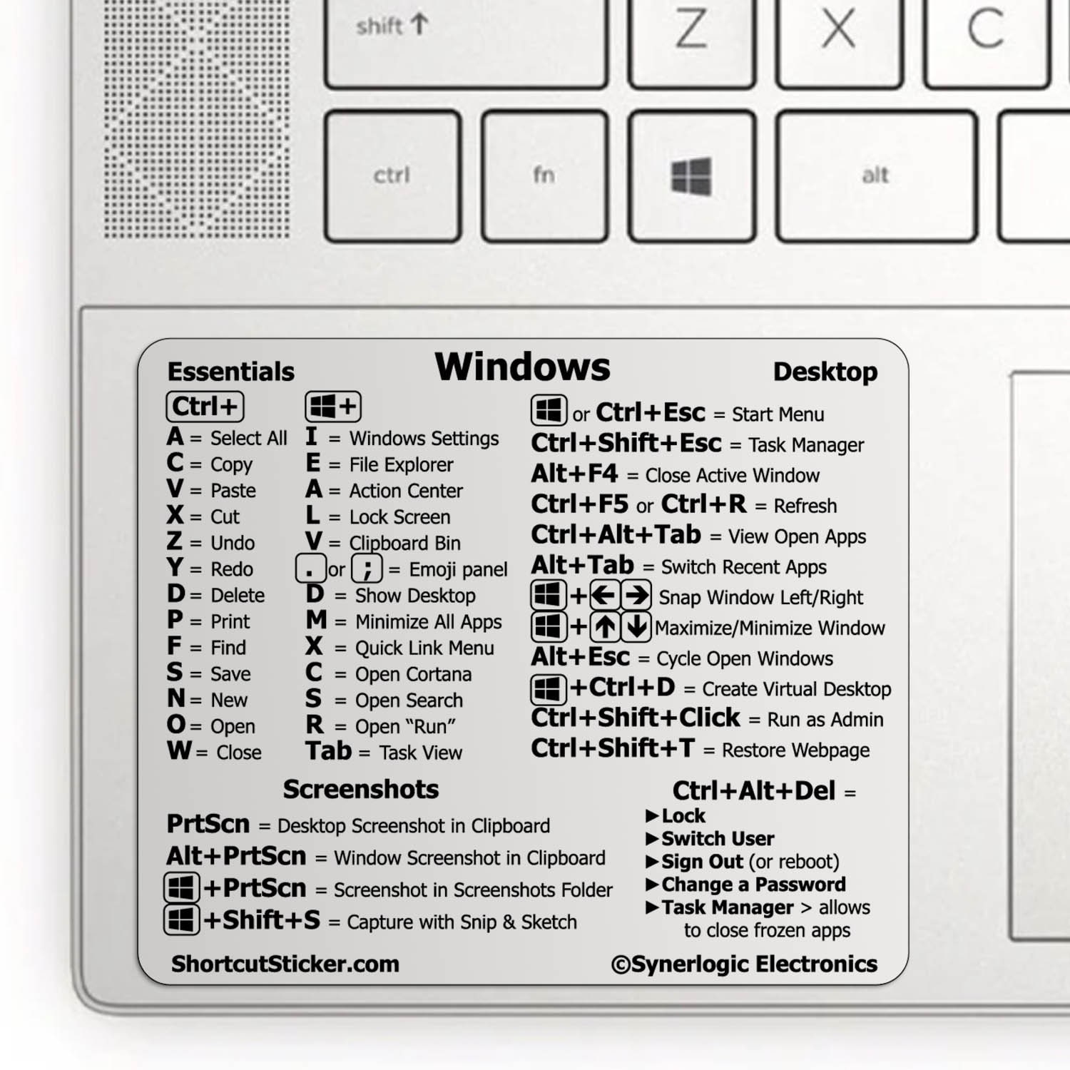 Windows PC Reference Guide Keyboard Shortcut No-residue - Etsy