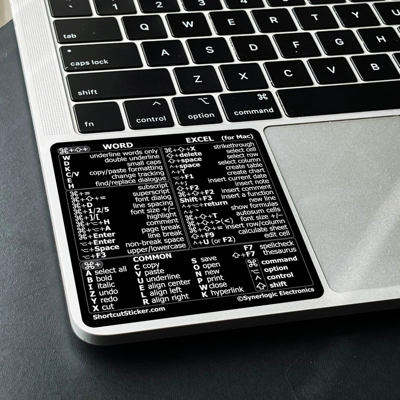 Word/excel (for Mac) - Quick Reference Guide Keyboard Shortcut Stickers ...