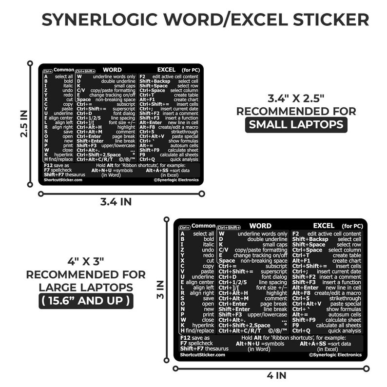 Windowsword/excel for PC Keyboard Shortcut Stickers - Etsy
