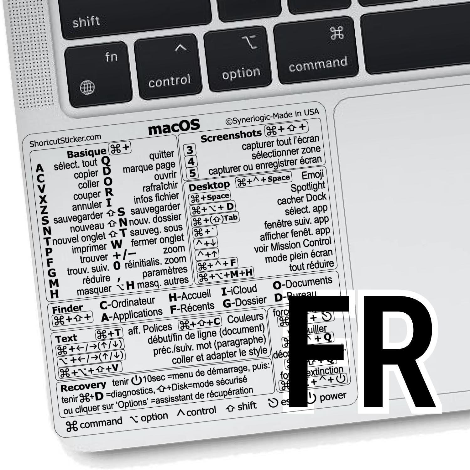 Mac OS / Word + Excel — Raccourcis clavier, autocollant en vinyle ...