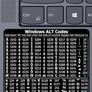 Windows Alt Codes - Pc/laptop Special Characters Shortcut STICKER ...
