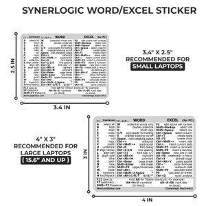 Word/excel (for Windows PC) Keyboard Shortcut Sticker - No-residue ...