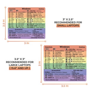 Windows PC Reference Guide Keyboard Shortcut STICKER - Laminated ...