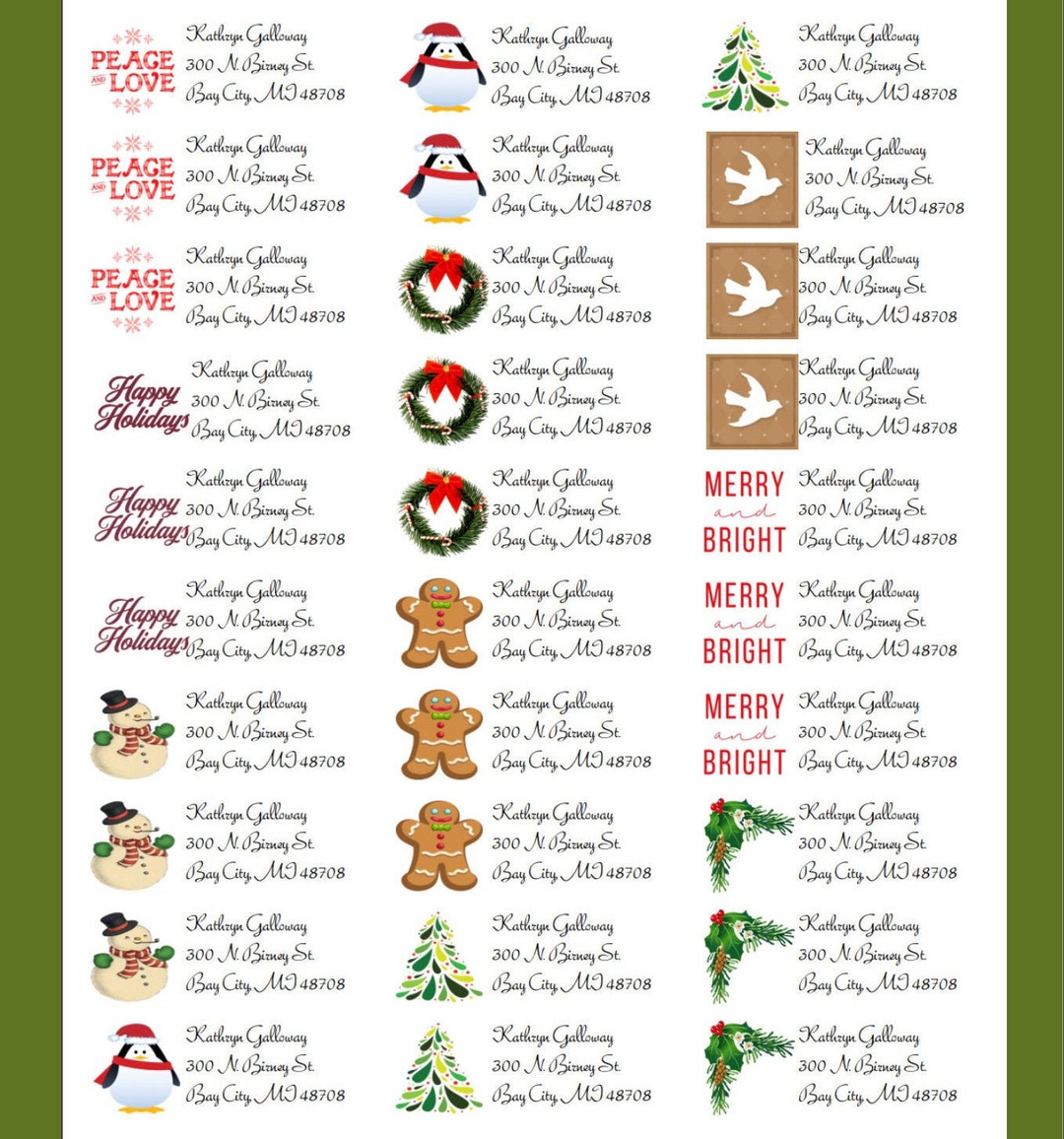 Holiday Return Address Labels - Etsy