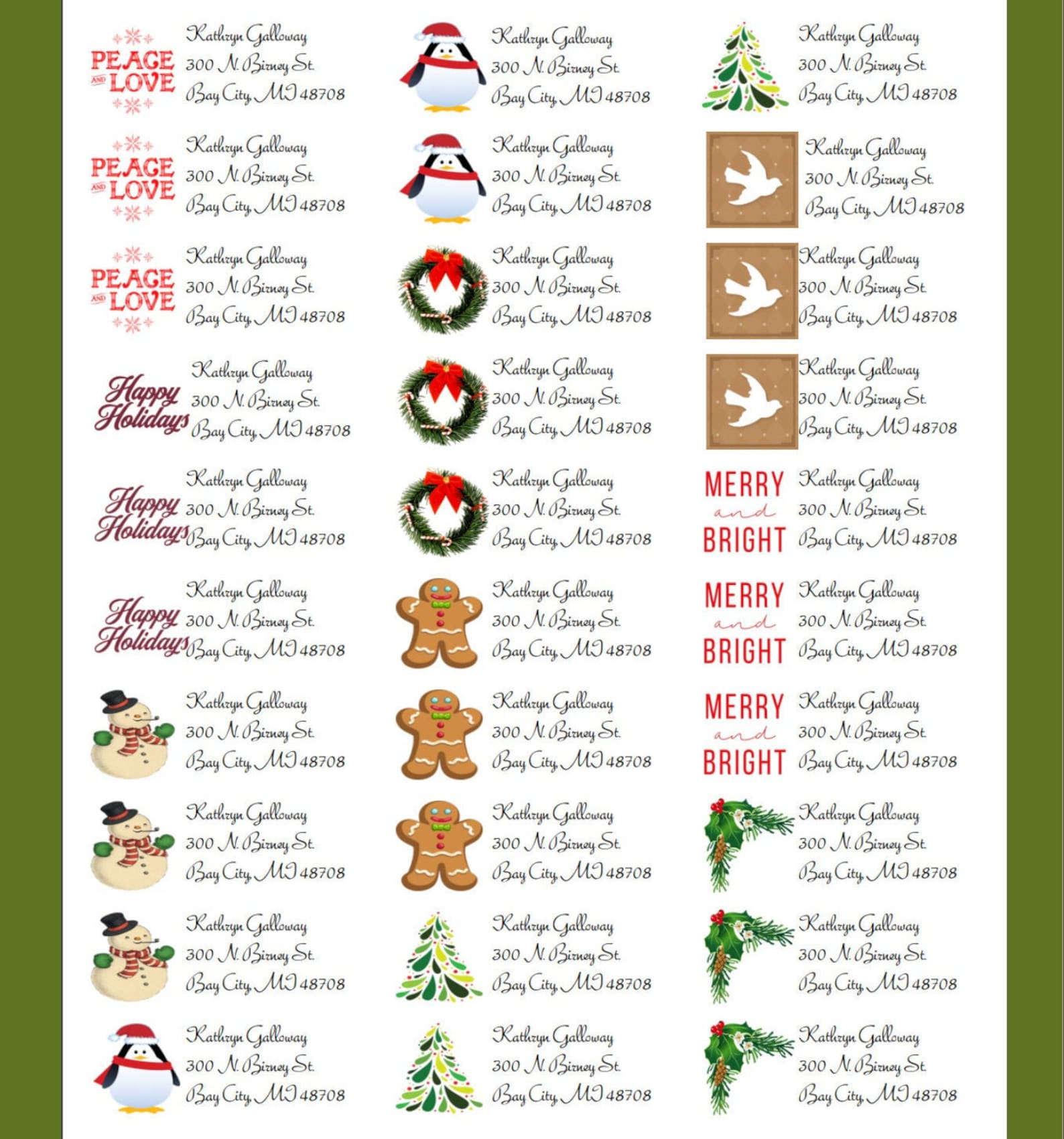 Holiday Return Address Labels - Etsy