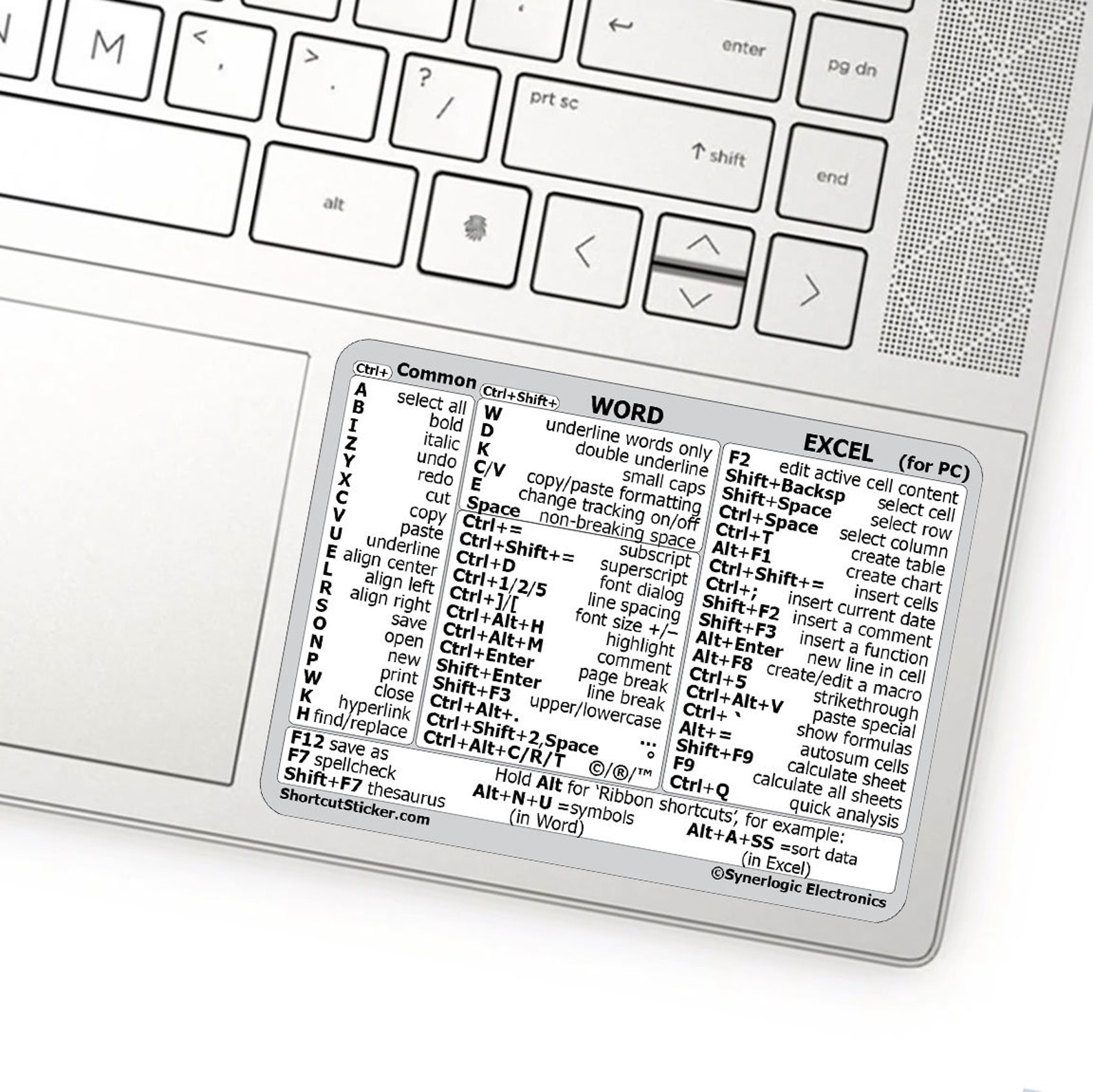 Word/excel (for Windows PC) Keyboard Shortcut Sticker - No-residue ...