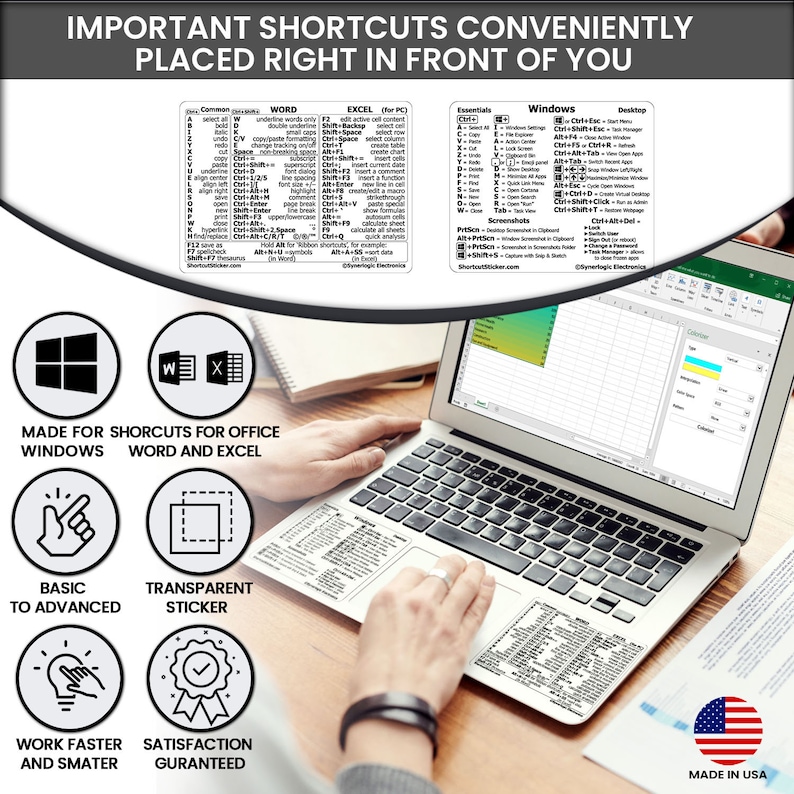 Word/excel for Windows PC Keyboard Shortcut Sticker - Etsy