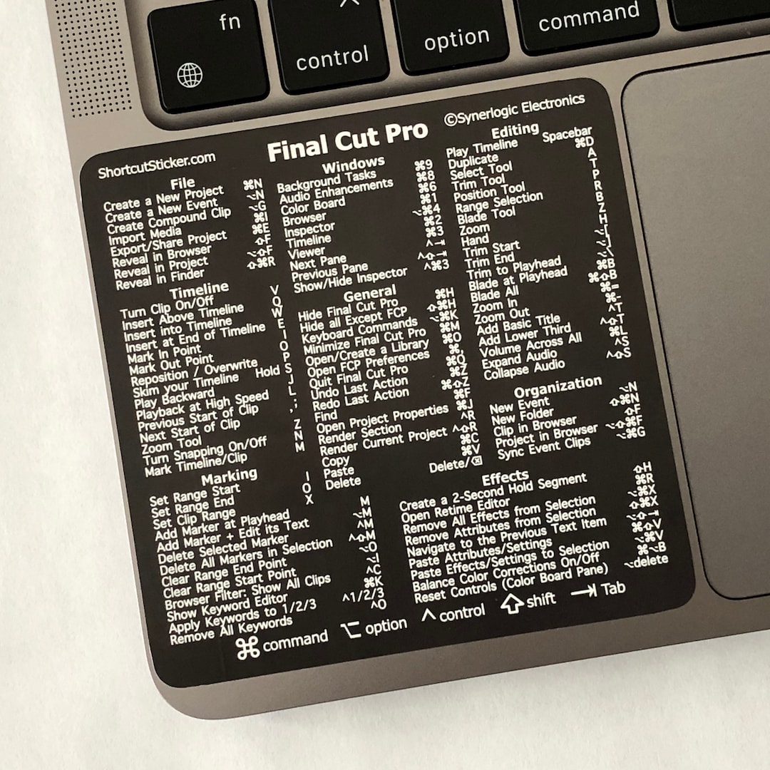 Final Cut Pro Keyboard Shortcuts for Any MacBook Air/pro/imac/mini ...