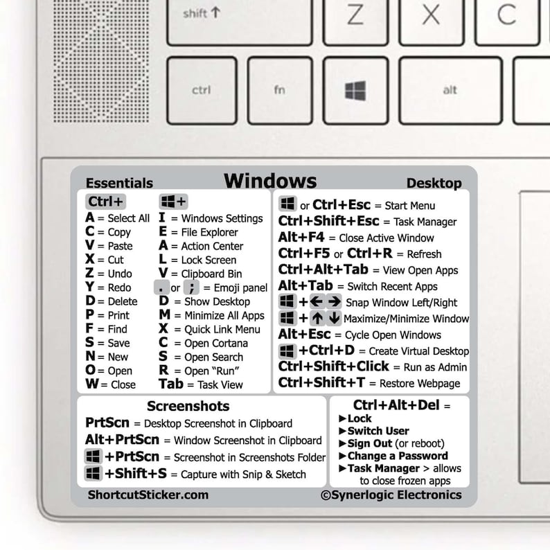 Windows PC Reference Guide Keyboard Shortcut No-residue - Etsy