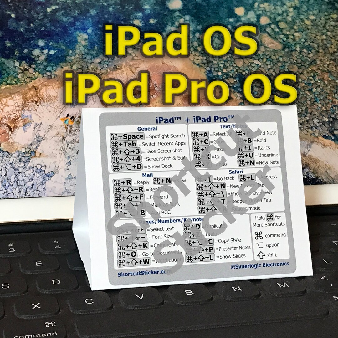 IPad Reference Keyboard Shortcut Vinyl Sticker for Ipad/ipad Pro OS Optional Foldable Paper ...