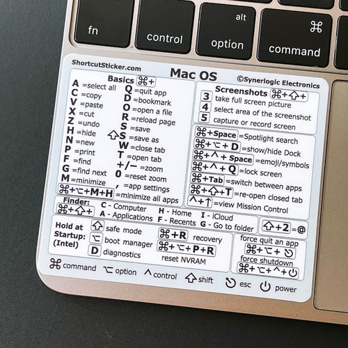 Apple Macbook Pro/air/imac Shortcuts Durable Vinyl Sticker - Etsy