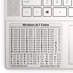 Windows Alt Codes - Pc/laptop Special Characters Shortcut STICKER ...
