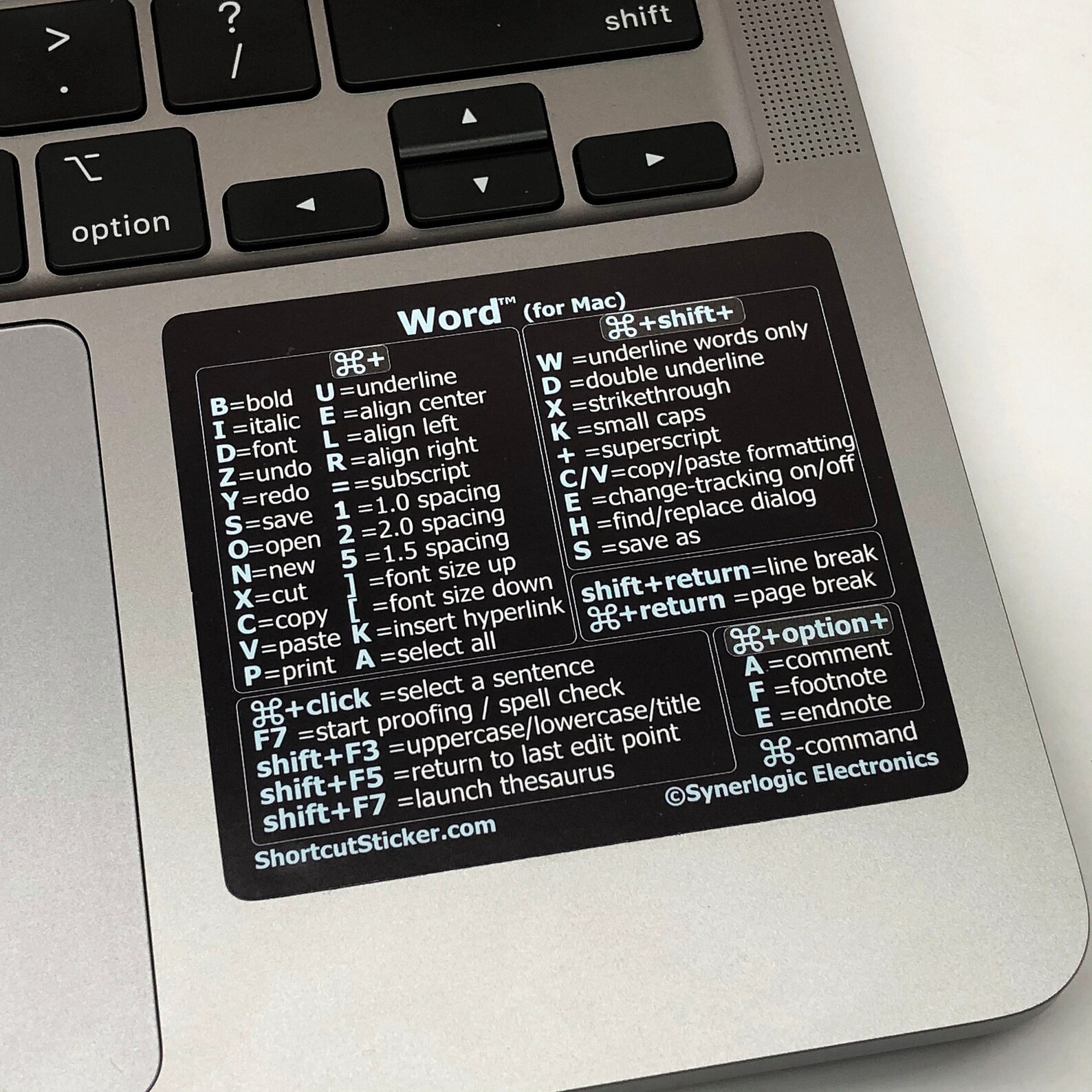 Word (for Mac) Cheat Sheet Reference Guide Shortcut Sticker - Black ...