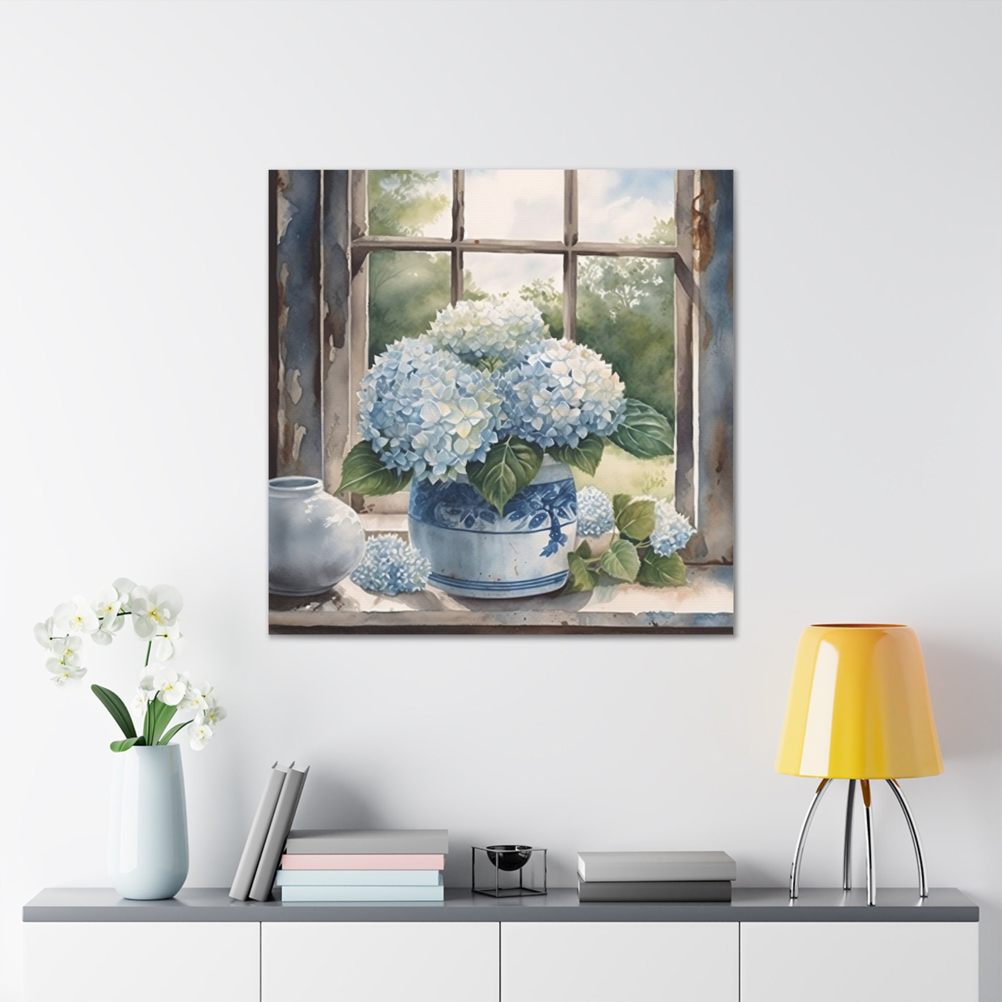Blue Dream Blossom | Canvas Gallery Wrap Watercolor Painting. - Etsy
