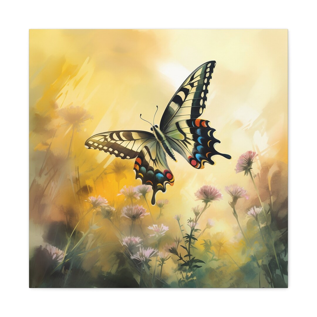 Dancing Swallowtail Butterfly Canvas Gallery Wrap Watercolor Painting ...