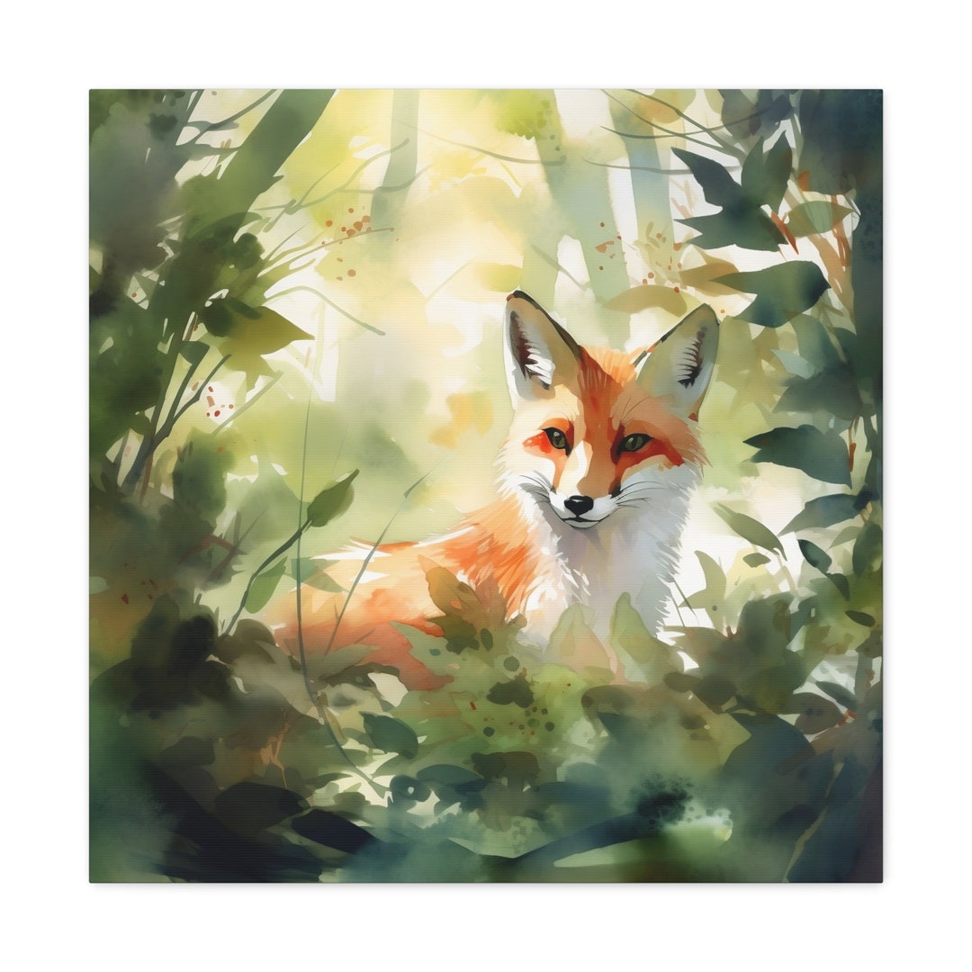 Whispering Fox Canvas Gallery Wrap Watercolor Painting - Etsy