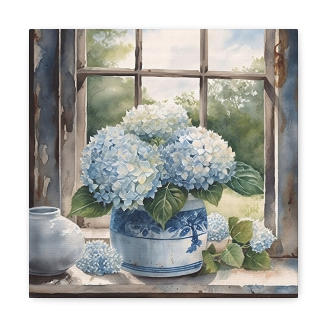 Blue Dream Blossom Canvas Gallery Wrap Watercolor Painting. - Etsy