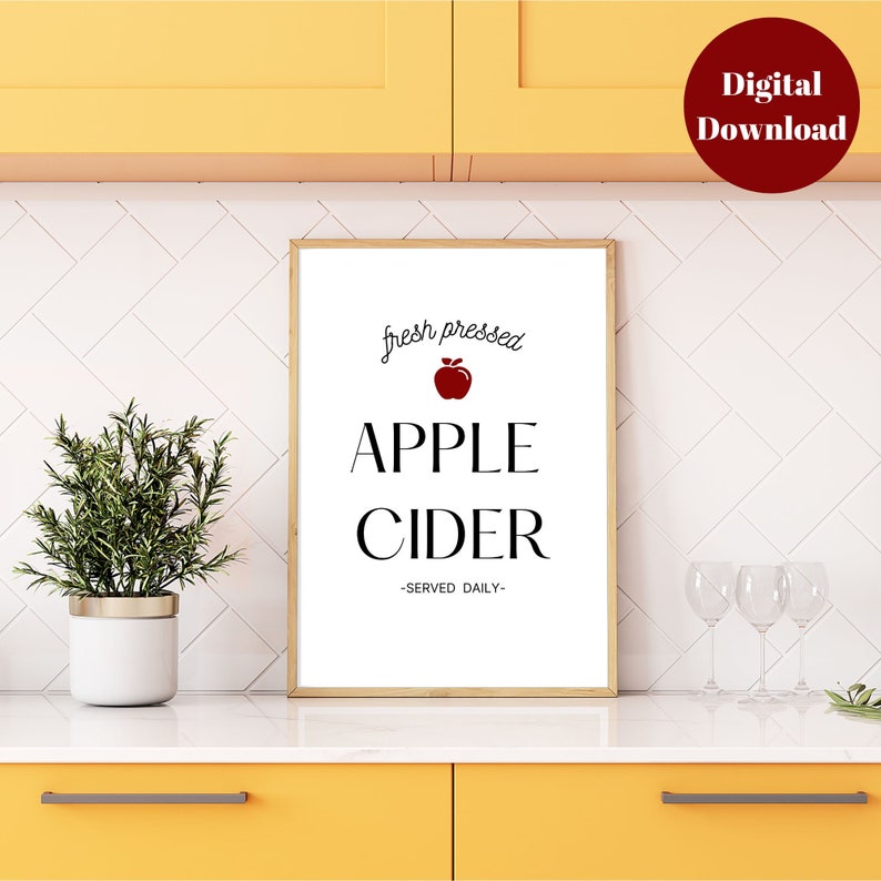 Apple Cider Fall Wall Art, Printable Fall Wall Art, Freshly Pressed ...