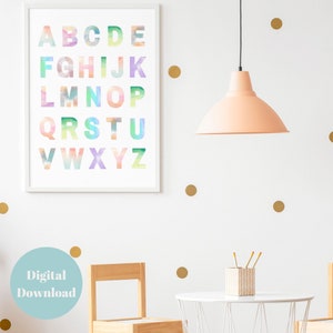Water Color ABC Poster, ABC Wall Art Digital Download, Printable ...