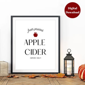 Apple Cider Fall Wall Art, Printable Fall Wall Art, Freshly Pressed ...