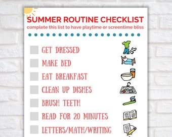 Before Screentime Checklist for Summer - Etsy