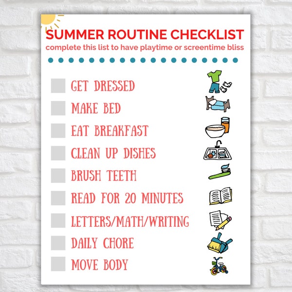 Summer Kids Checklist - Etsy