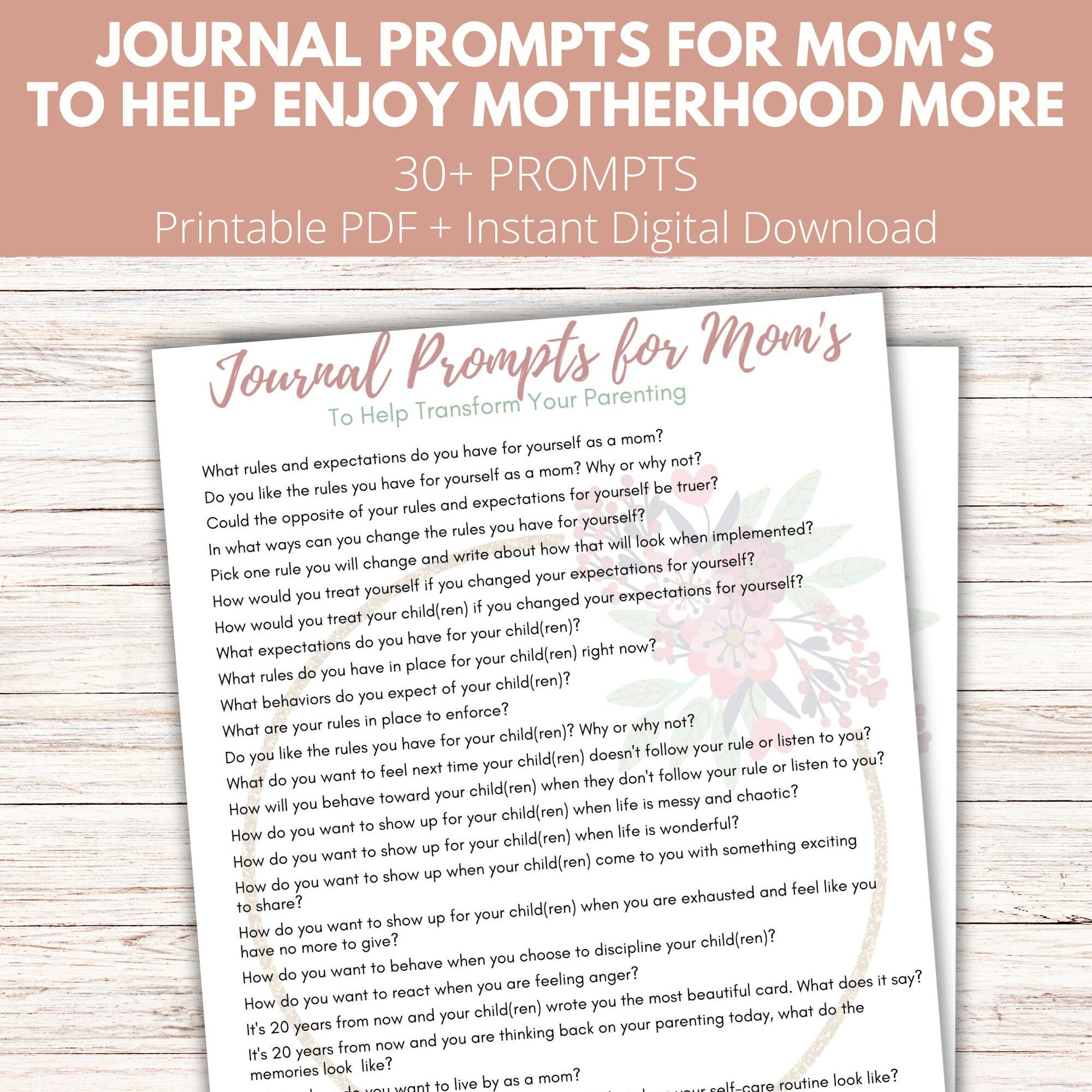 Printable Mom Journal Prompts, Parenting Journal Prompts, Journal ...