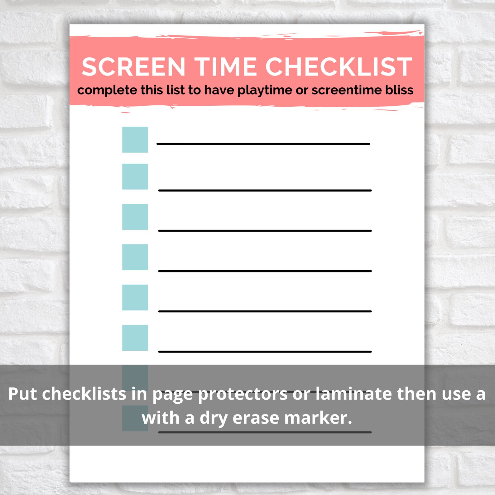 SCREEN TIME Checklist Printable Screen Time Checklist Screentime ...