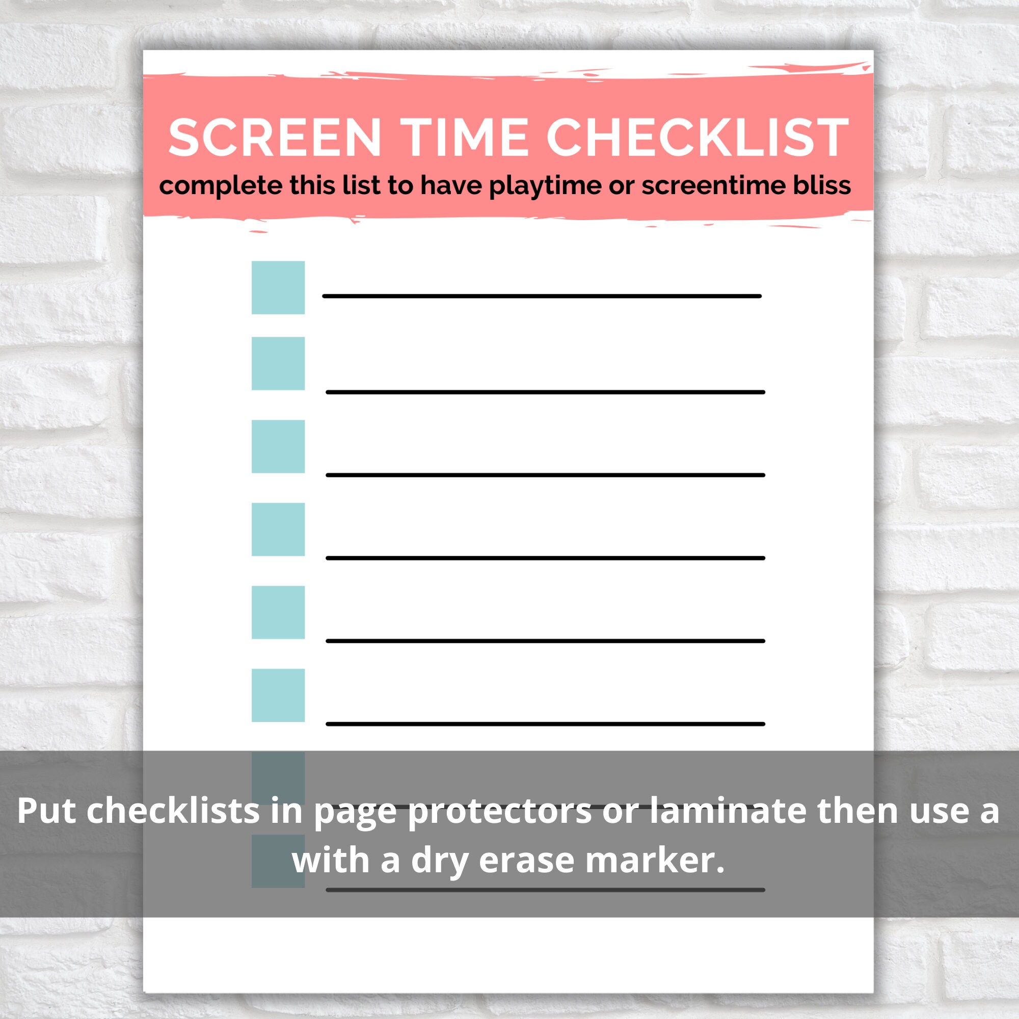 SCREEN TIME Checklist| Printable Screen Time Checklist| Screentime ...