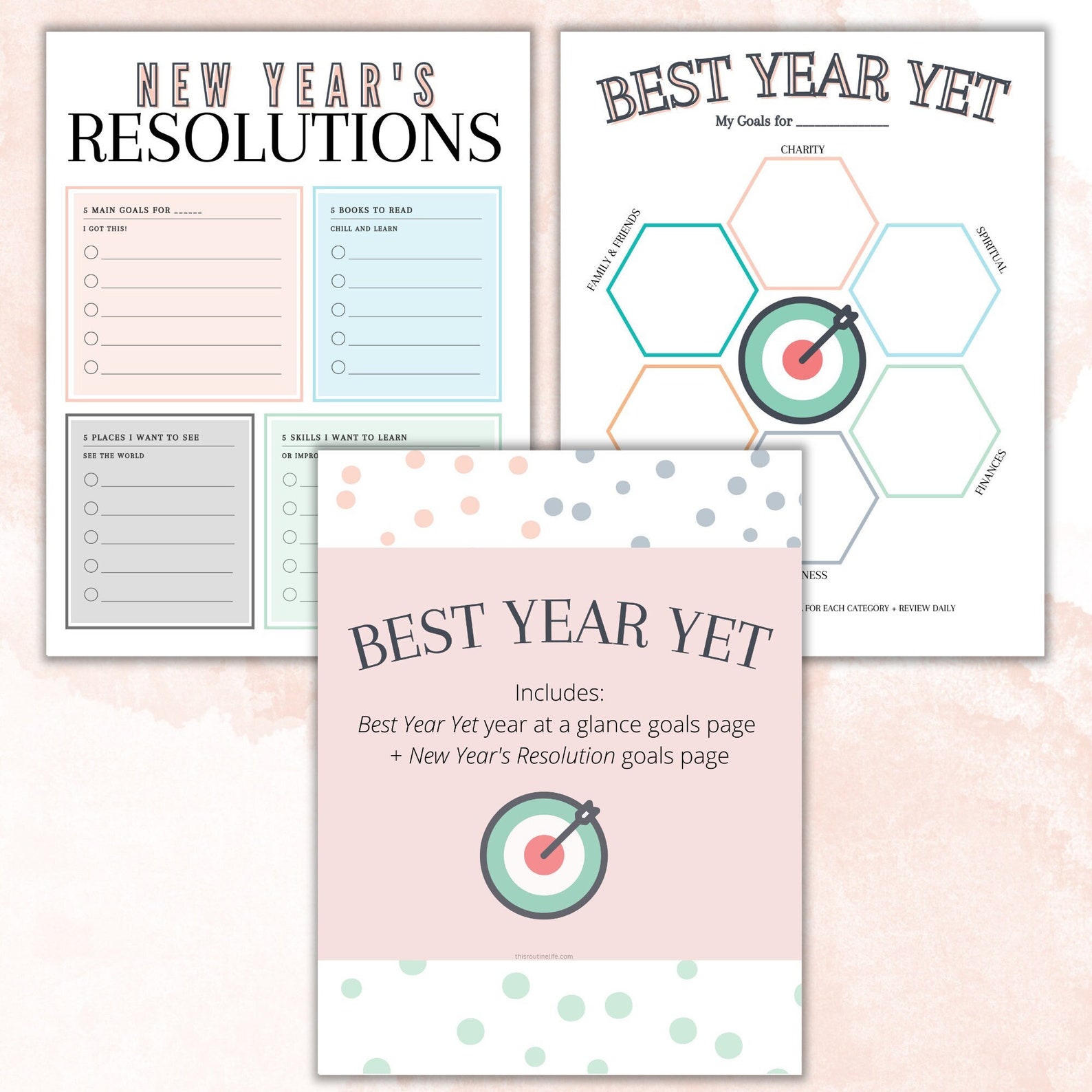 Printable Goals Worksheet, Printable New Years Resolution, Goals ...