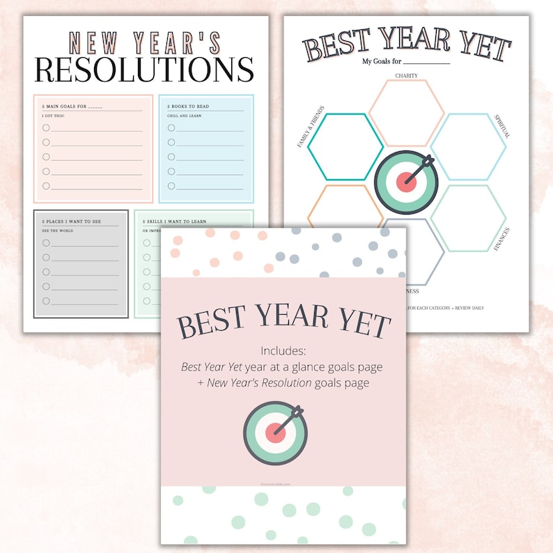 Printable Goals Worksheet, Printable New Years Resolution, Goals ...