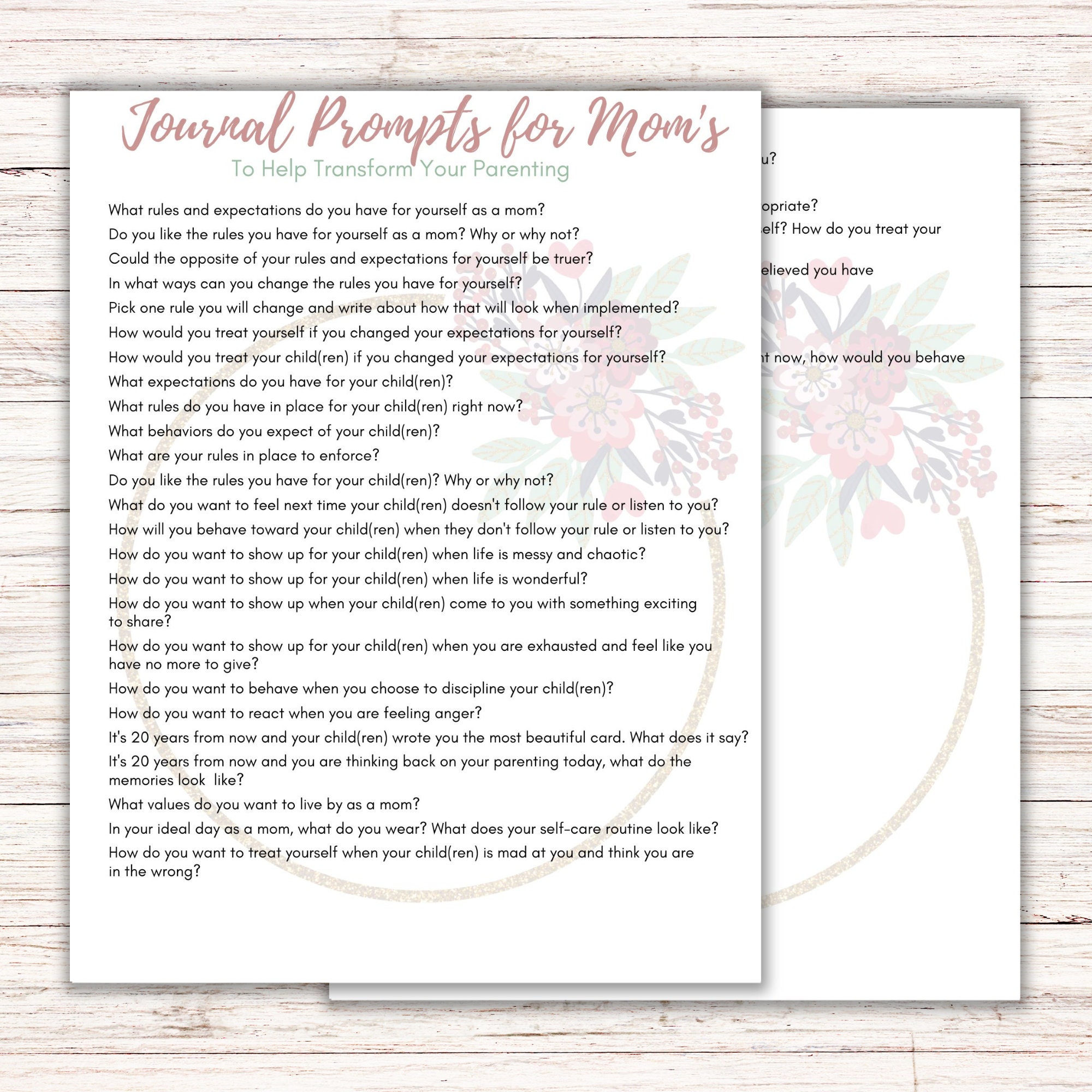 Printable Mom Journal Prompts, Parenting Journal Prompts, Journal ...