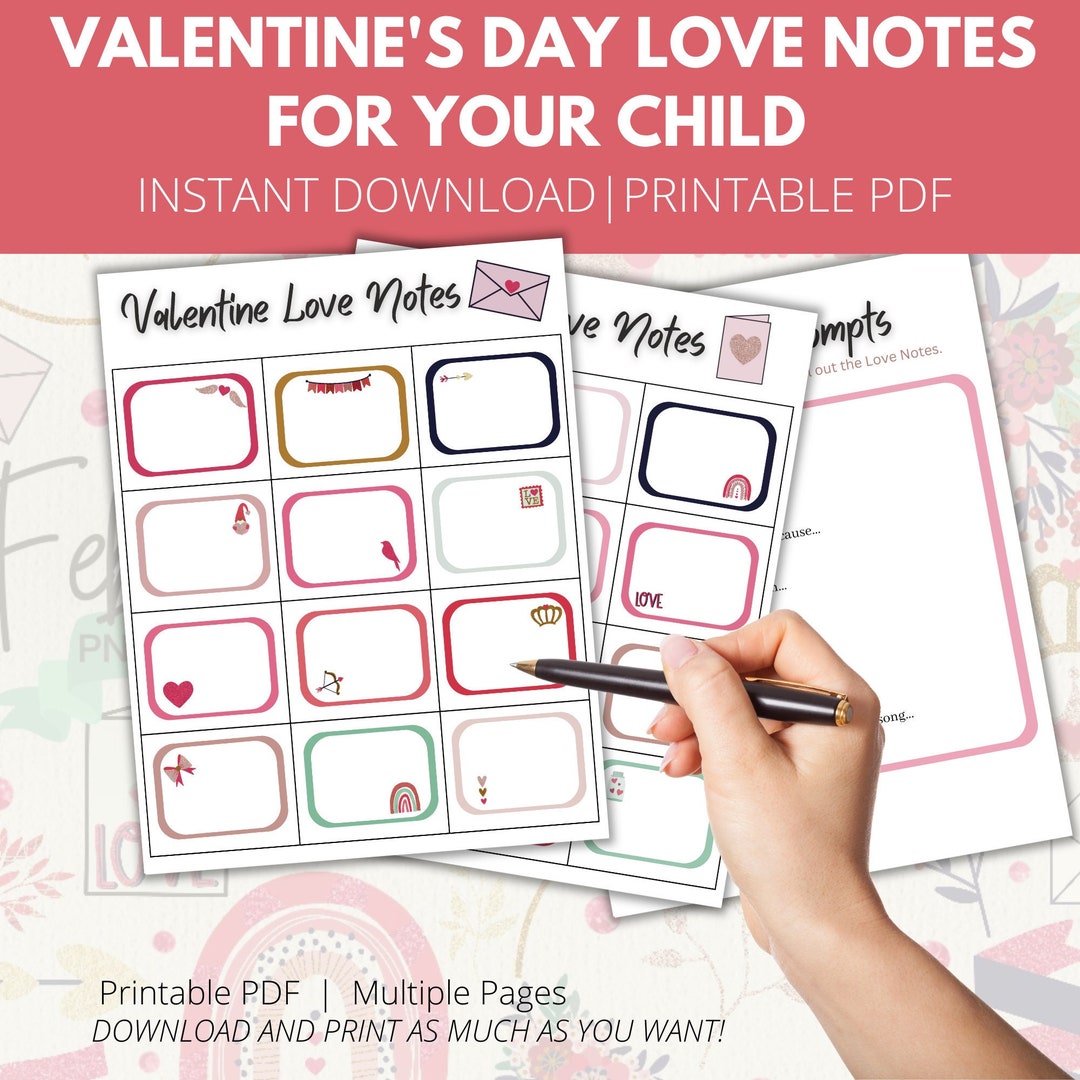 Printable Love Notes|love Note Cards|love Notes for Kids|notes for Kids ...