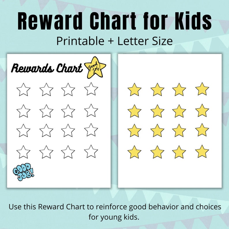 PRINTABLE REWARD CHART for Kids|simple Kids Reward Chart|behavior Chart ...