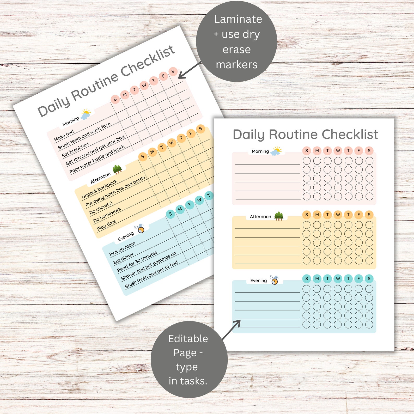 Editable Daily Routine Checklist for Older Kids Printable, Morning ...