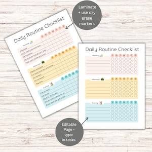 Editable Kids Daily Routine Checklist: Morning, Afternoon, Evening (PDF ...