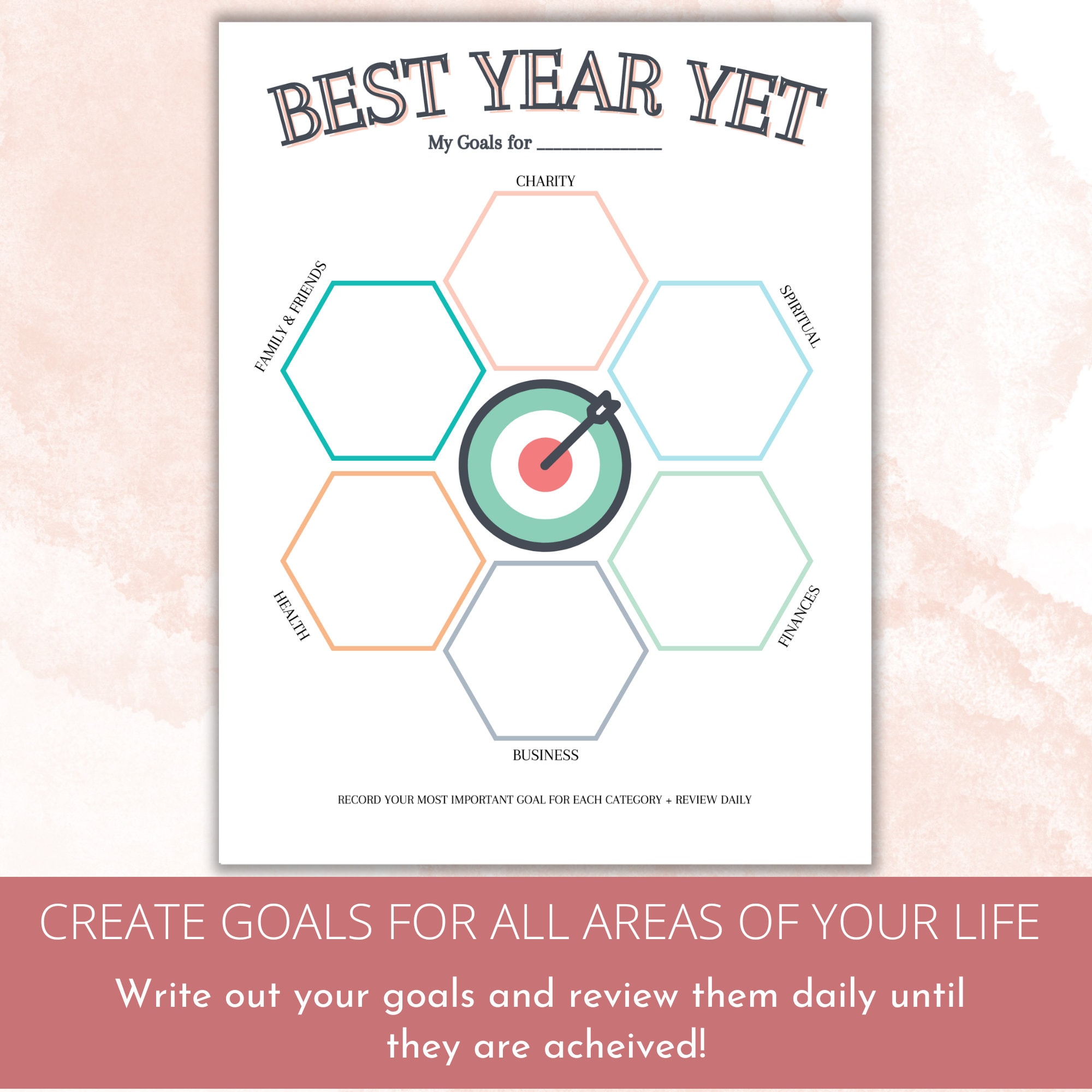 Printable Goals Worksheet, Printable New Years Resolution, Goals ...