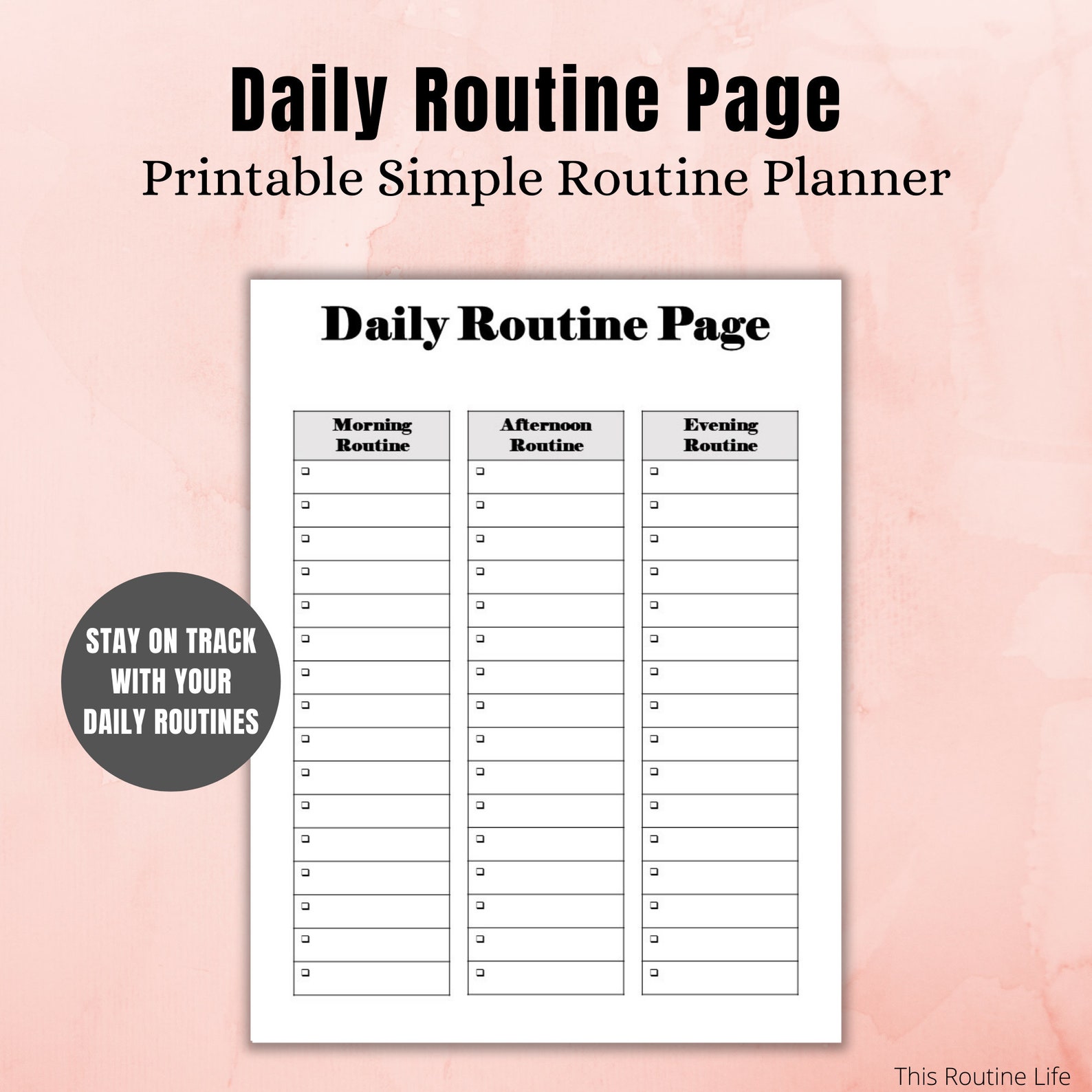 Simple Routine Printable Planner Bundle, Letter Size, Daily Planner ...