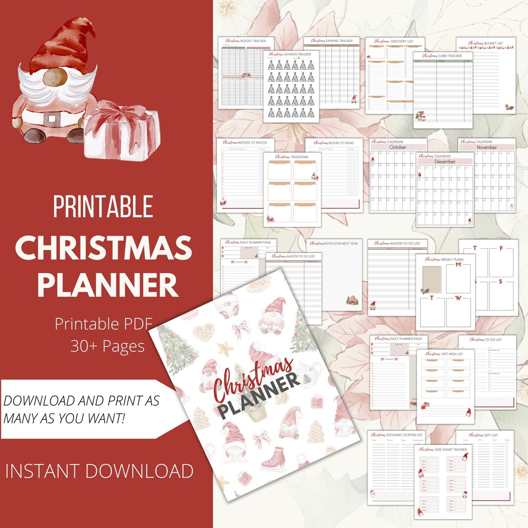 CHRISTMAS PLANNER Printable|printable Holiday Planner|xmas Planner ...
