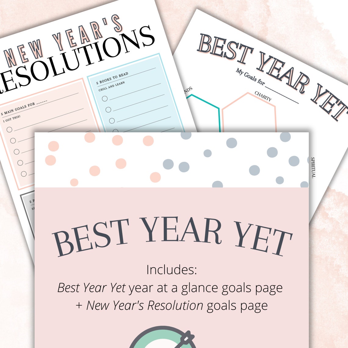 Printable Goals Worksheet, Printable New Years Resolution, Goals ...
