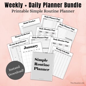 Simple Routine Printable Planner Bundle, Letter Size, Daily Planner ...