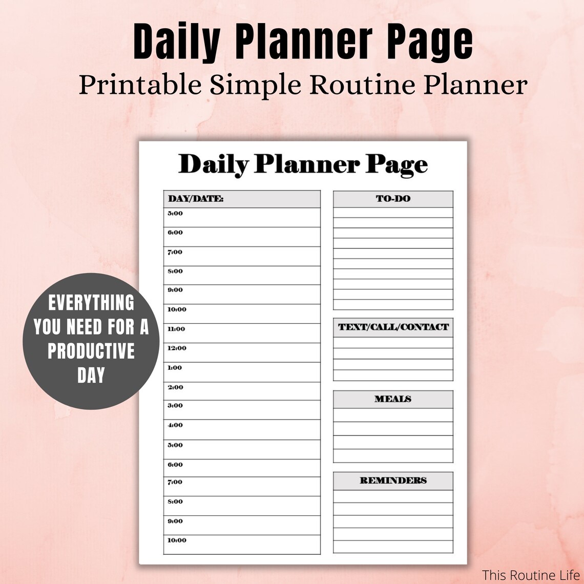 Simple Routine Printable Planner Bundle, Letter Size, Daily Planner ...