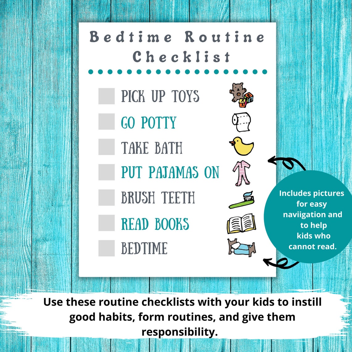 Kids Morning, After School, Bedtime Checklist Printable|kids Routine ...