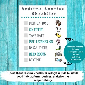 Kids Morning, After School, Bedtime Checklist Printablekids Routine ...