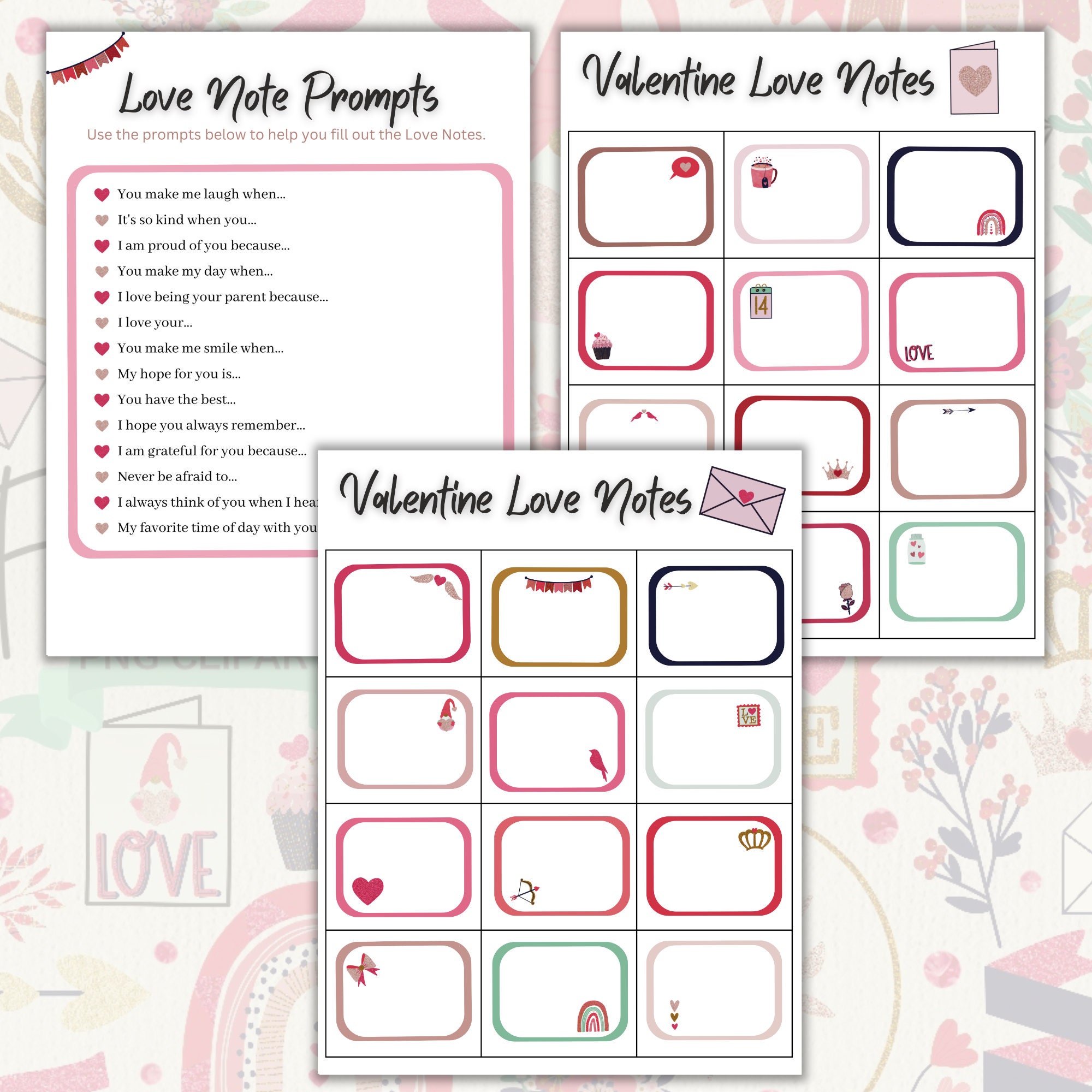 Printable Love Notes|love Note Cards|love Notes for Kids|notes for Kids ...