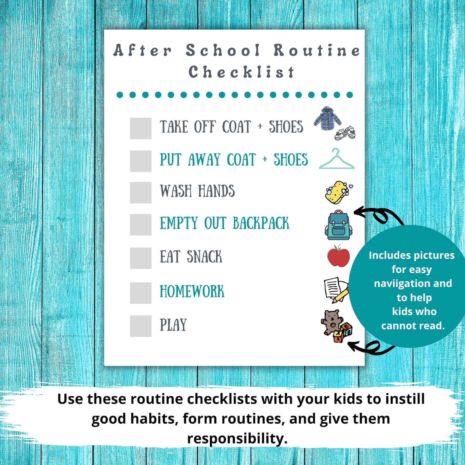 Kids Morning, After School, Bedtime Checklist Printable|kids Routine ...