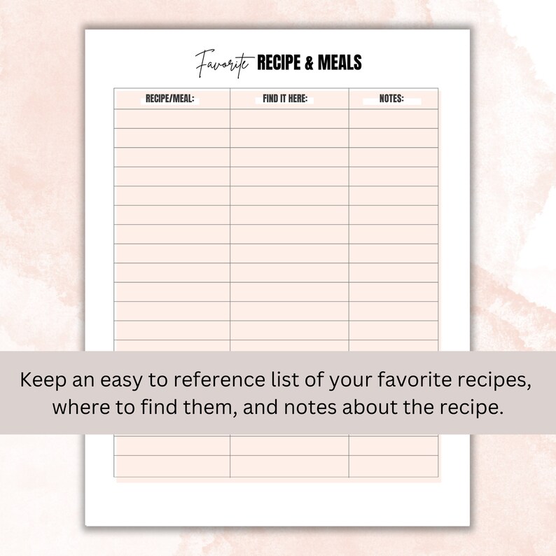 Weekly Meal Planner Printable, Grocery List Printable, Recipe Finder ...