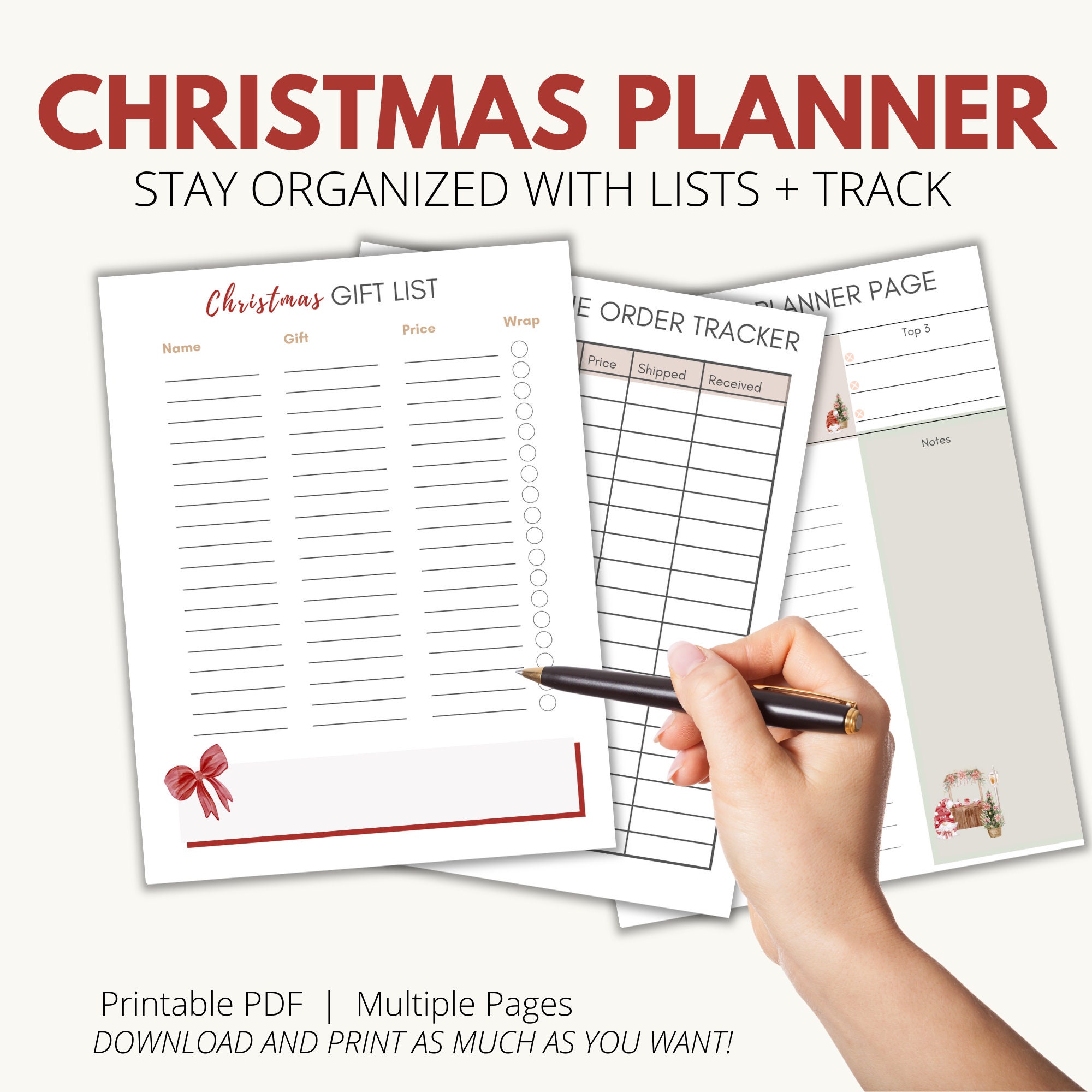 CHRISTMAS PLANNER Printable|printable Holiday Planner|xmas Planner ...