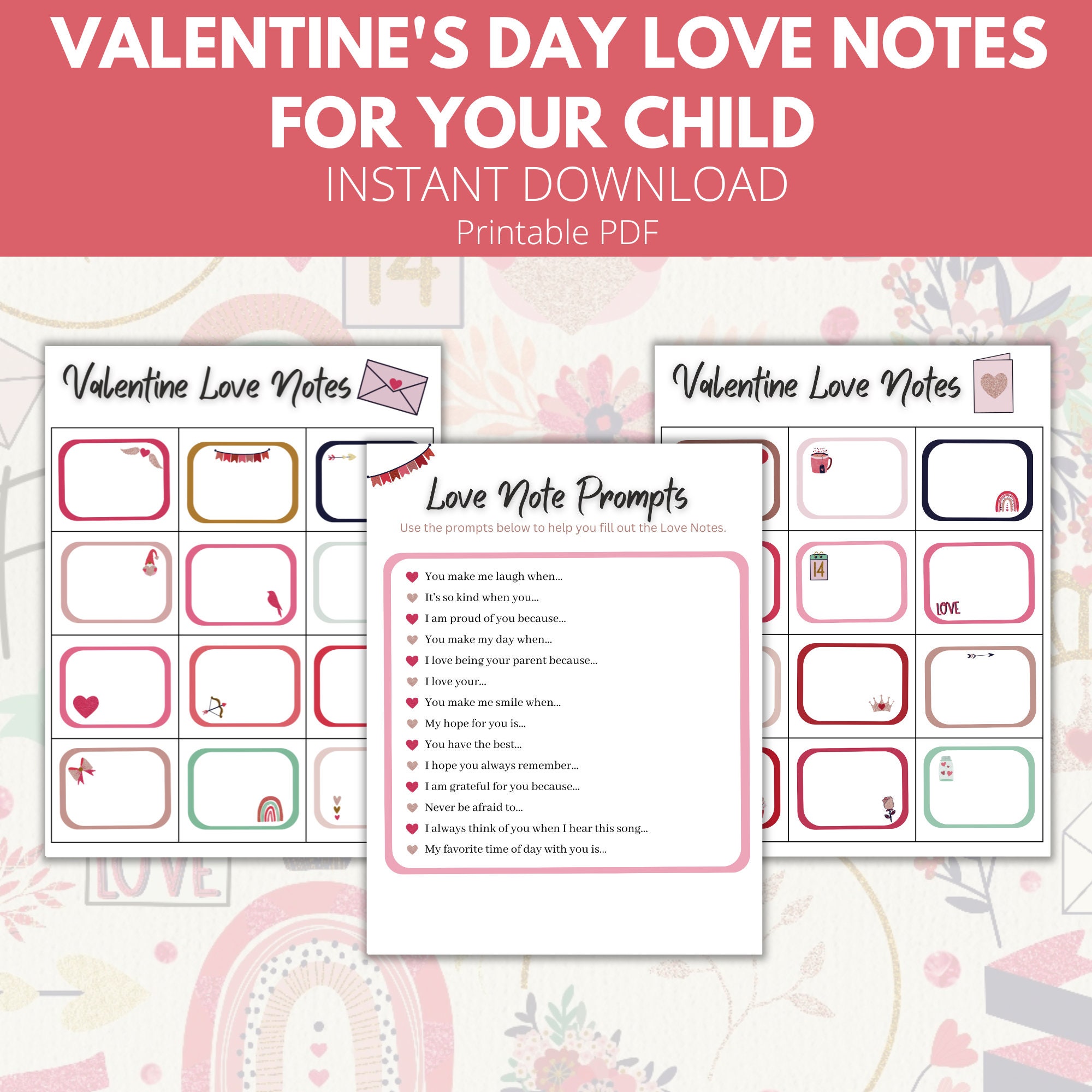 Printable Love Notes|love Note Cards|love Notes for Kids|notes for Kids ...