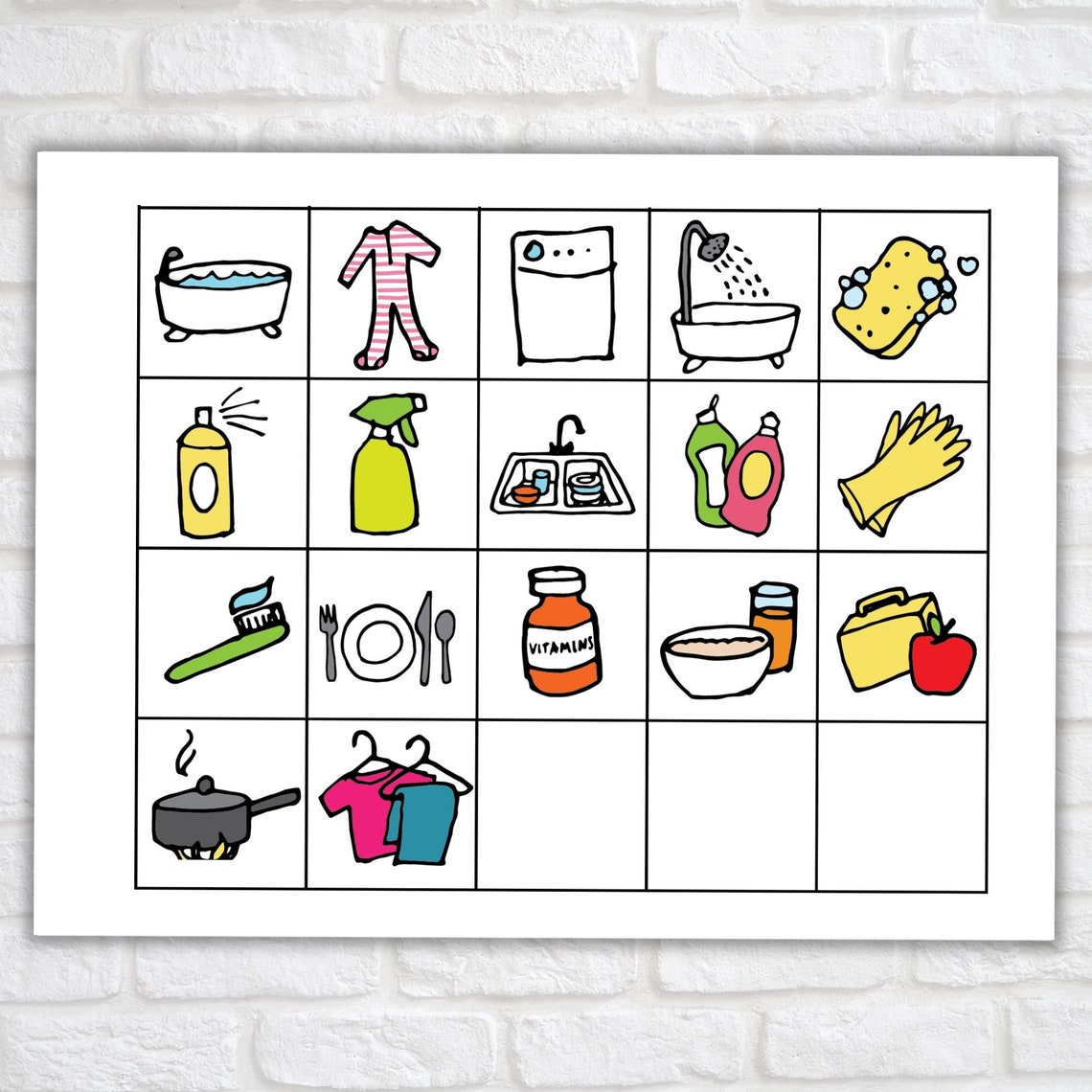 Printable Chore Chart for Kids With Chore Pictures| Chore List | Kid ...